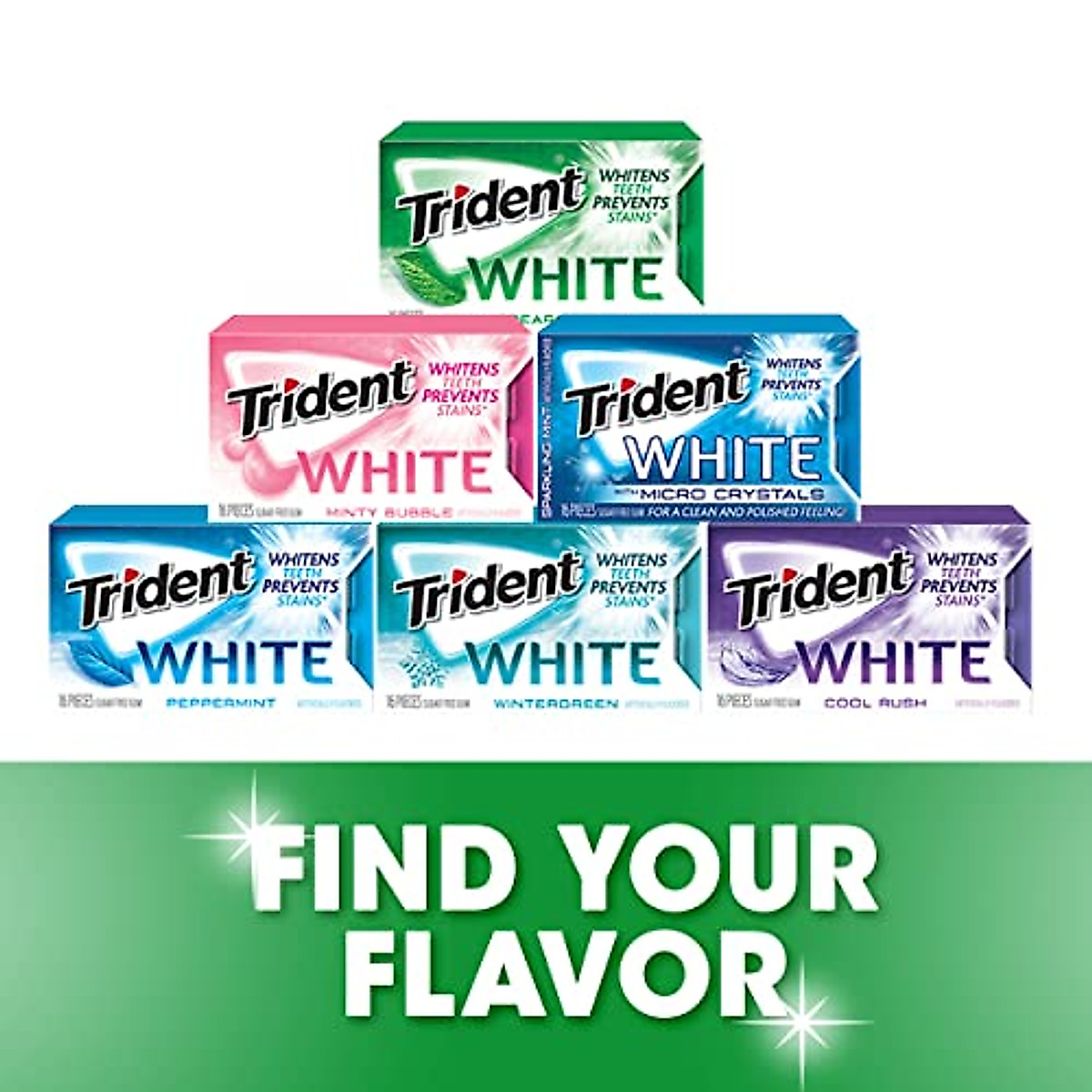 Trident White Spearmint Sugar Free Gum, 9 Pack of 16 Pieces (144 Total Pieces)