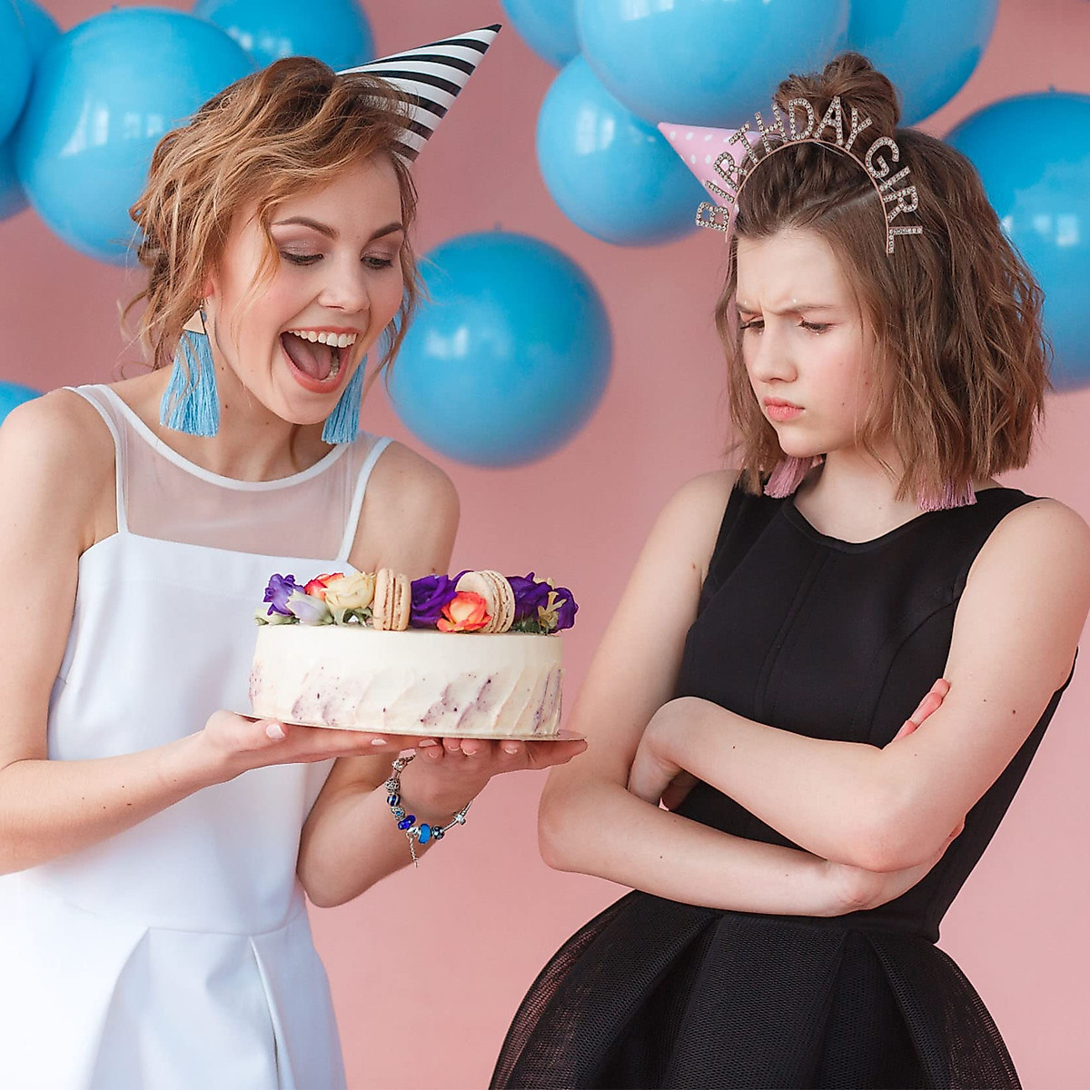 Noorse Birthday Celebration Set for Women - Rose Gold Birthday Tiara, Sash, and Button Pin - for Birthday Girls and Princess Fans - Ideal for Parties and Photoshoots