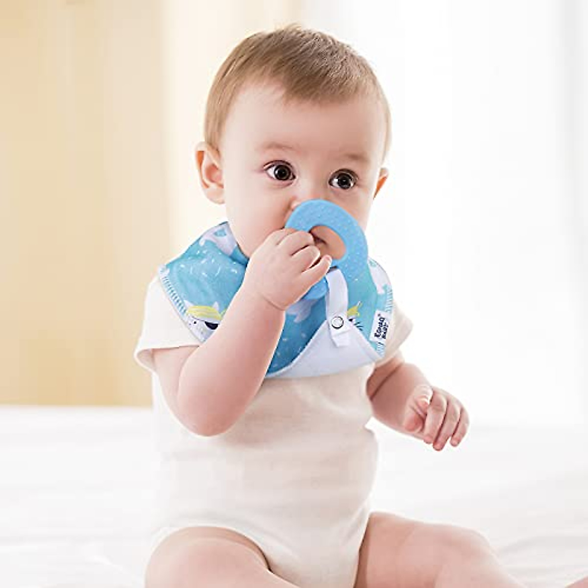 Baby Bandana Drool Bibs 6 Pack - Baby Bibs with Teething Toys/Teethers Set - Super Soft Absorbent Organic Cotton Bibs Unisex