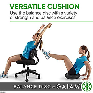 Gaiam Balance Disc Wobble Cushion Stability Core Trainer For Home Or Office Desk Chair and Kids Alternative Classroom Sensory Wiggle Seat - Black
