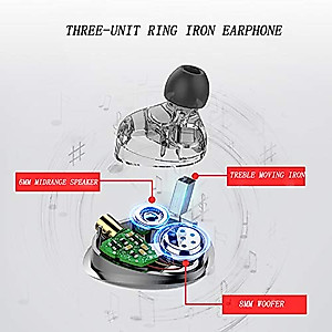 LTXHorde Earbud Wired Headset Soundproof Sweatproof Three Drive Unit Stereo Earbuds with Microphone Suitable for 3.5mm Audio Interface Devices (Electroplating Silver)