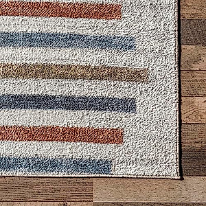 nuLOOM ROS Striped Columns Machine Washable Accent Rug, 3x5, Beige