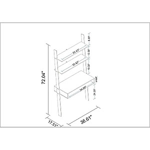 Manhattan Comfort Cooper Mid Century Modern Home and Office Ladder Desk Organizer, 36.61", Black