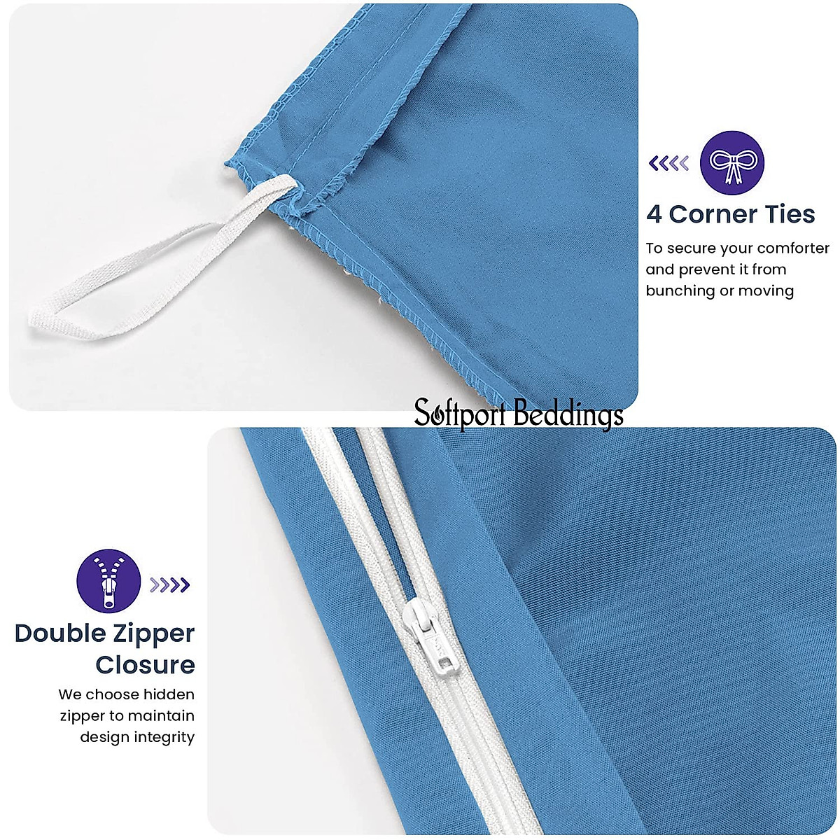 Softport Beddings Pinch Pleated Duvet Cover with 2 Pillow Sham - Pintuck Duvet Cover with Zipper Closure - Ultra Soft- Breathable Egyptian Cotton Plum (King/Cal King)