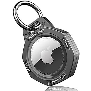 Tieuwant AirTag Holder Case- Aluminum Alloy Keychain for Apple AirTag Tracker (Gunmetal Grey)