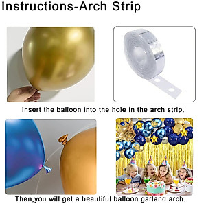 Gold and silver blue Birthday Party Decoration Set，Including Happy Birthday Banner, Balloons, Metallic Fringe Curtain, Golden Crown, Suit Perfect For Girls or Boys, Men or Women Birthday Party