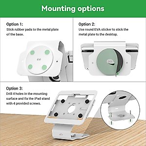 Kiosk POS Tablet Stand Compatible with Samsung Galaxy Tab A8 10.5" Tablet, Business Desktop Retail Stand with 360° Swivel Base, Metal, White, PSC101WG