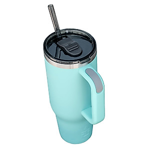 Tempercraft 40 oz Vacuum Insulated Tumbler with Straw & Handle | Custom Laser Engraved Options | Stainless Steel, Double-Wall Travel Mug (Black - Blank)