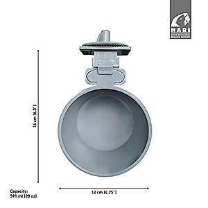 Hari Lock & Crock Food and Water Bowl, Pet Bird Cage Accessory, Large, Gray (81942)