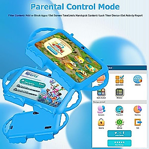 Relndoo Kids Tablet, 7 inch Android 11 Tablet for Kids, 3GB RAM 32GB ROM, Toddler Tablet with Bluetooth, WiFi, Parental Control, Dual Camera, GMS, Shockproof Case, Kids App Pre-Installed