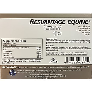 Resvantage Equine Supplement 60 chewable resveratrol Liquid Filled Capsules for Horses