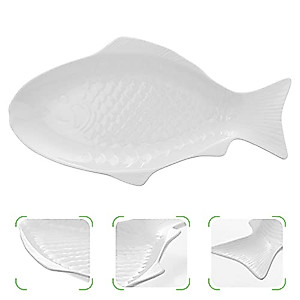 UPKOCH Vintage Tray Porcelain Serving Tray White Ceramic Fish serving platter ceramic fish platter ceramic food platter Plate Unique Design Fish Plate Platter Cake Platters