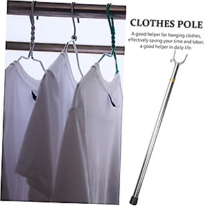 Housoutil Clothes Rail Retractil De Drying Rack Clothing Clothesline Pole for Outside Clothes Reaching Rods Retractable Clothesline Prop Clothesline Prop Hooks Drying Clothes