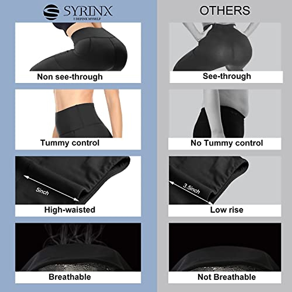 3 Packs Leggings with Pockets for Women, Soft High Waisted Tummy Control Workout Yoga Pants (Reg & Plus Size)