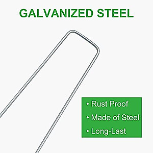 GROWNEER 100 Packs 6 Inches Heavy Duty 11 Gauge Galvanized Steel Garden Stakes Staples Securing Pegs for Securing Weed Fabric Landscape Fabric Netting Ground Sheets and Fleece
