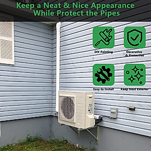 Forestchill 4in 7.5ft Decorative PVC Line Set Cover Kit for Ductless Mini Split Air Conditioner, Central AC and Heat Pump Systems