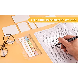 Transparent Sticky Notes with Marker, 3x3 inch Clear Sticky Note Pads, 7 Pack Translucent Sticky Note See Through School Office Supplies for Book Notes Highlights, Clean Removal (7 pack-clear)