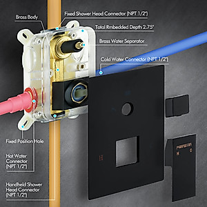 Fransiton 8 Inches Matte Black Shower System Rain Shower System Set Wall Mounted, Rainfall Shower Head with Handheld, Bathroom Shower Kit (Valve Included)