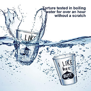 Patelai 2 Pieces I Like His Beard I Like Her Butt Shot Glasses 2 oz Funny Wedding Wine Glasses for Newlyweds and Couples to Celebrate Wedding Engagement Anniversary Bridal Shower Decorations