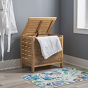 Linon Amzn0327 Finn Bamboo Bathroom Hamper, Brown