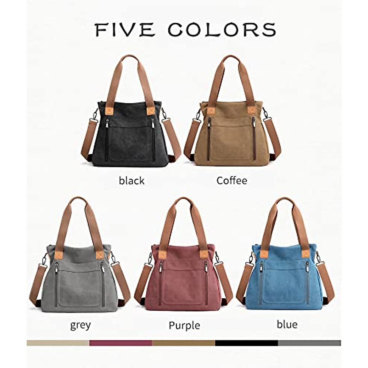 Eamom Purses and Handbags School Tote Bag Canvas Purses for Women Large Crossbody Bag for Women Canvas Shoulder Bag (Coffee)