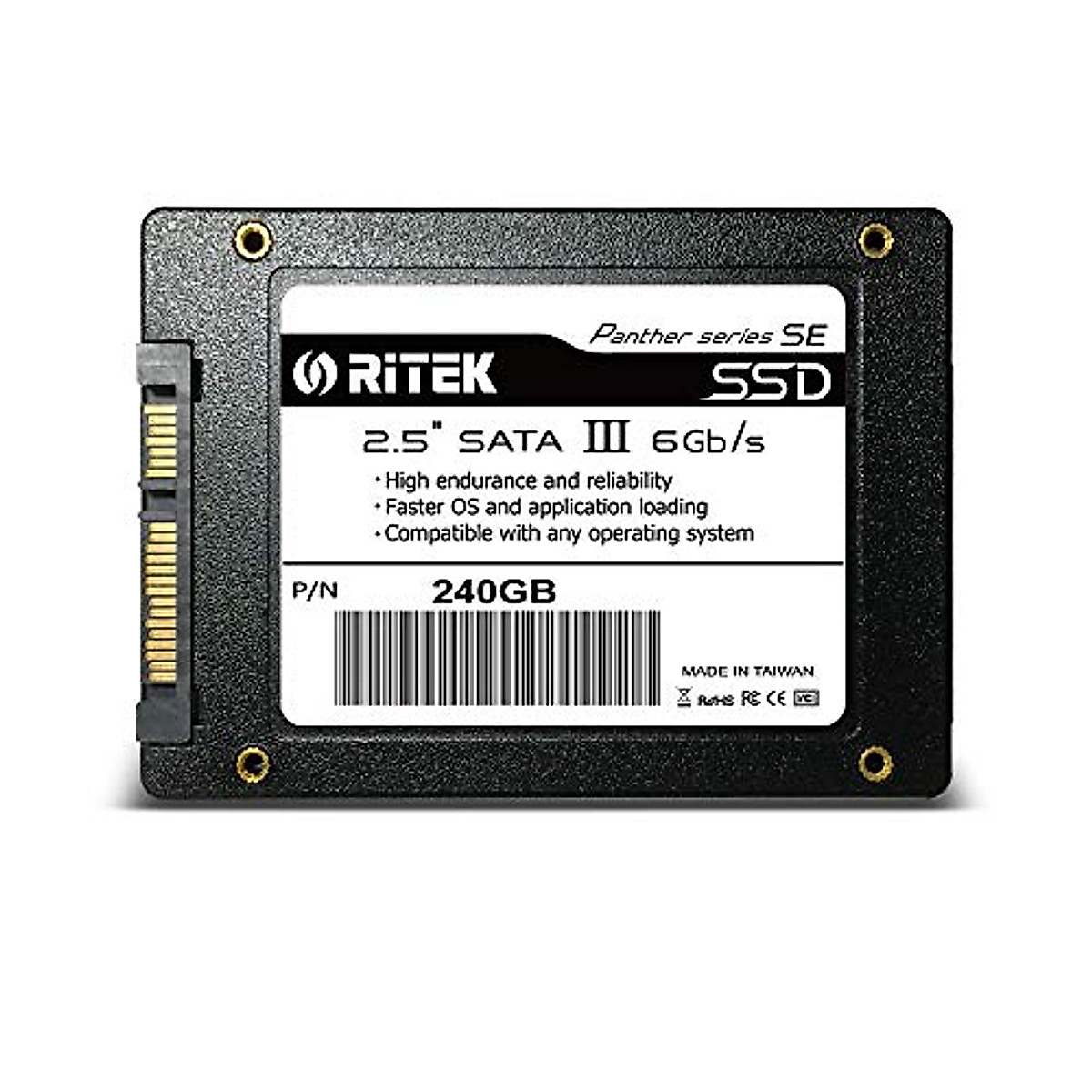 Ritek 240GB SSD (Internal Solid State Drive) 3D NAND 2.5" SATA III 6Gb/s Ultra Slim 7mm Up to 550 MB/s Panther SE