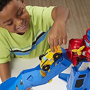 Transformers Optimus Prime Jumbo Jet Wing Racer Playset with 4.5-inch Bumblebee Racecar Action Figure Converting Toys, Ages 3 and Up, 15-inch