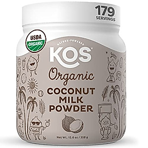 KOS Organic Coconut Milk Powder, USDA Certified - Sugar Free & Plant Based Creamer for Coffee, Tea, Smoothies - Vegan, Keto, Paleo Friendly, Non GMO, Gluten & Dairy Free - 12.6oz, 179 Servings