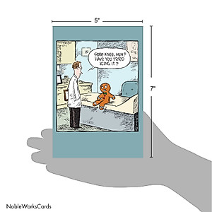 NobleWorks Sore Gingerbread Man - Get Well Greeting Card with Envelope (4.63 x 6.75 Inch) - C2609GWG