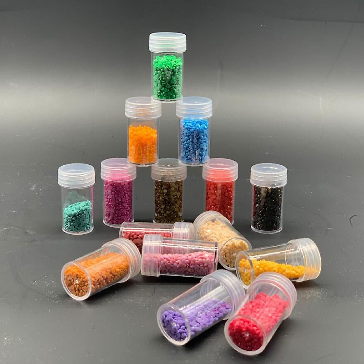 MIAO JIN 60 Grids 5D Diamond Painting Box Portable Clear Storage Containers With Label Stickers and Lids for Beads Seeds Glitter Rhinestones Jewelry Diamond Dots Crafts DIY Accessories(60 Jars)