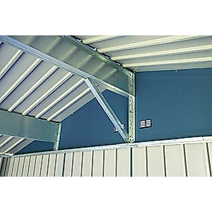 Arrow Shed Elite 12' x 16' Outdoor Lockable Gable Roof Steel Storage Shed Building, Blue Grey