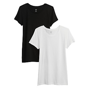 GAP Womens 2-Pack Crewneck Favorite Tee T-Shirt, True Black, Medium US