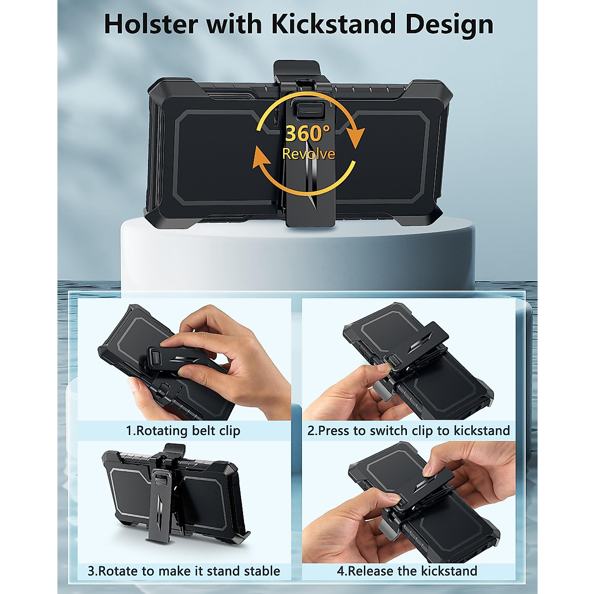 for Motorola Moto G-Stylus 5G-2022 Case: Military Grade Drop Proof Protection Rugged Protective Cell Phone Cover with Belt Clip Holster Kickstand & Slide |Shockproof TPU Matte(Belt-Clip Black)