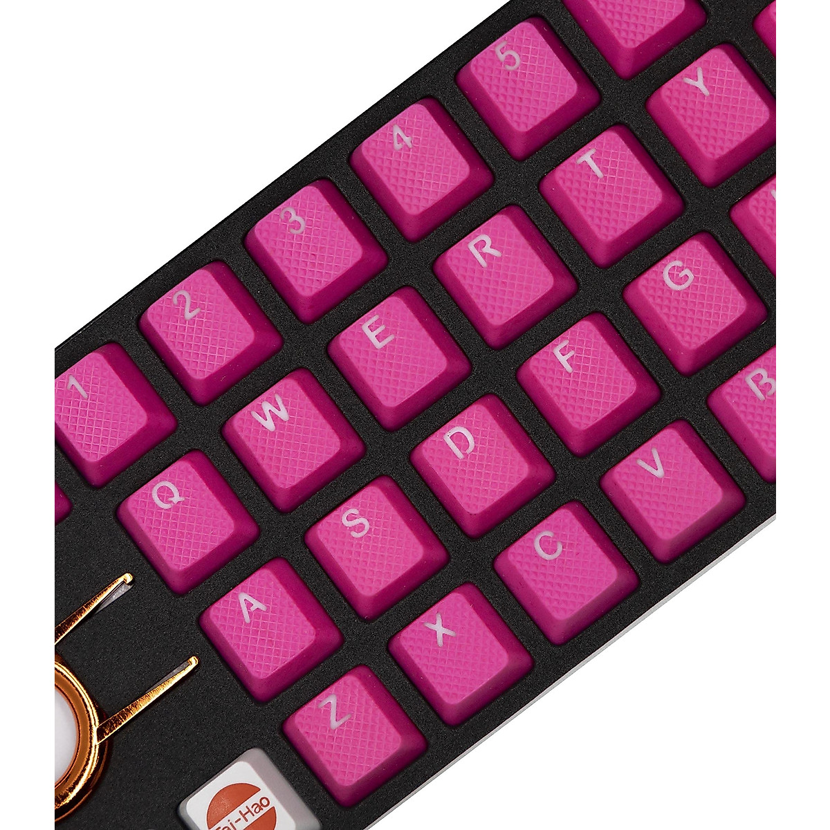TAI-HAO 42 Rubber Gaming Keycaps Compatible with All MX Types Keyboards - Neon Pink