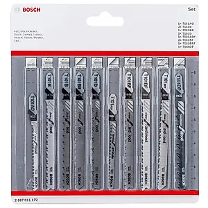 Bosch Professional 10-Piece Jigsaw Blades Set Clean (for Wood and Laminate, Accessories for Jigsaw with T-Shank Holder)