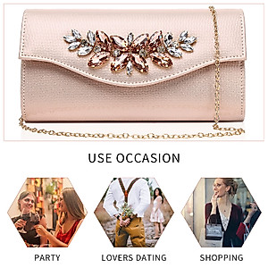 GESU Clutch Purses for Women Bling Rhinestone Evening Bag Wedding Formal Dress Purses Handbag,Gold.