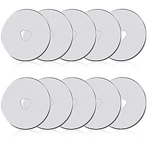 10Pcs 45mm Rotary Cutter Blades for Rotary Cutter, Rotary Cutter Replacement Blades Includes Plastic Blade Storage Case, Rotary Cutter Replacement for Quilting Fabric, Paper, Leather