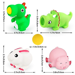 KUARLUBI Shoot Ball Toys -Dinosaur Pig Toys Foam Ball Popper Guns, Toy Guns for Kids 4pk with 16 Foam Ball for Boys Girls Birthday Gifts