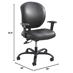 Safco Products 3391BV Alday 24-7 Ergonomic Rolling Task Chair with Vinyl Seat, Optional Arms, 500 lbs. Capacity (Sold Separately), Black