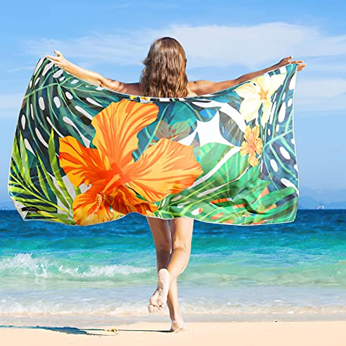 Exclusivo Mezcla Large Quick Dry Beach Towel, Super Absorbent Sand Free Microfiber Beach Towels for Kids Adults (Sunflower, 30"X60"), Compact Pool Camping Towel with Bag