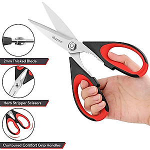 iBayam 3-Pack Kitchen Scissors All Purpose Kitchen Shears Heavy Duty Scissors with Protective Sheath for Food, 8.5" Comfort Grip Stainless Steel Dishwasher Safe Cooking Scissors, Kitchen Utensils