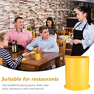 DOITOOL Ceramic Dishes Plastic Kitchen Utensil Holder Utensil Crock Cutlery Holder Spoon Spatula Holder Utensil Caddy Organizer for Kitchen Countertop Yellow Spoons Silverware