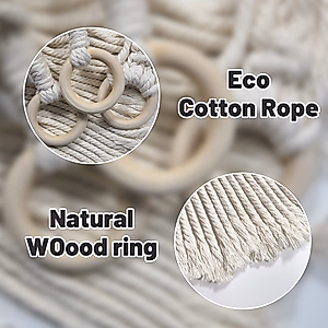 ROPECUBE Hanging Stuffed Animal Hammock, Handmade Stuffed Animal Storage Organizer With Boho Macrame Style, Corner Plush Toys Storage Organizer for Nursery Kid Room Playroom