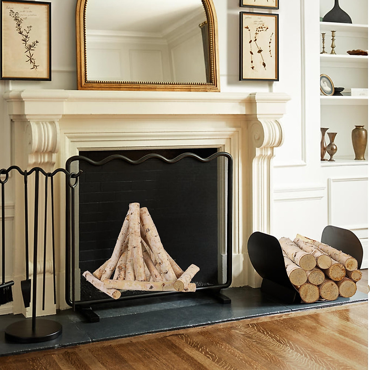 Prsildan 12 Pack White Birch Logs for Fake Fireplace Decorative Natural Birch Tree Branches Wood DIY Fire Logs Crafts for Indoor Outdoor Gas Faux Fireplace Filler Decoration (0.8"-1.6" Dia)