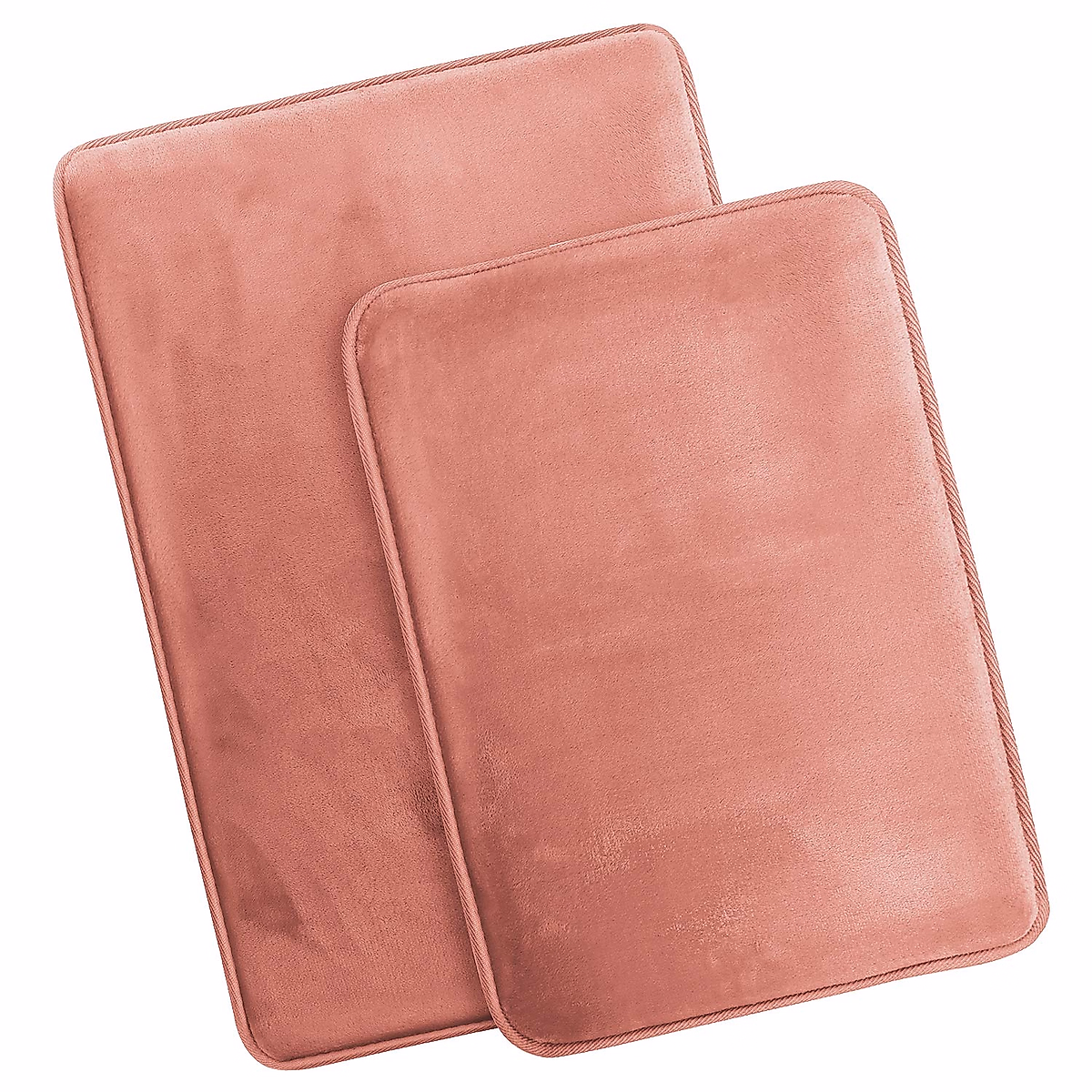 Clara Clark 2 Piece Bathroom Rugs Bath Mat Set, Velvet Memory Foam Bath Mats for Bathroom - Non-Slip, PVC Backing Bath Rugs, Washable Bathroom Rug Mats - Dries Quickly, Bathroom Rug Set - Misty Rose