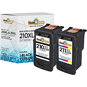 Houseoftoners Remanufactured Ink Cartridge Replacement for Canon PG-210XL CL-211XL 210 XL 211 XL for PIXMA iP2702 MP250 MP490 MP495 MX320 MX330 MX340 MX350 MX410 Printers (1 Black 1 Color, 2PK)