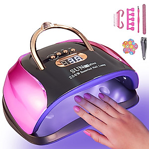UV LED Nail Lamp, 256W UV LED Nail Dryer Light for Gel Nails Polish Manicure Professional Salon Curing Lamp with 4 Timer Setting Sensor/57pcs Dual Light Beads(Comes with 6 Free Gifts)