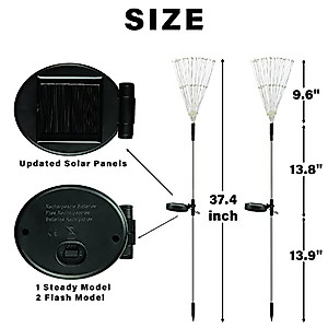 Romdecyn 4Pack Outdoor Solar Garden Lights,150 LED Copper Wire 2 Lighting Modes Fireworks Solar Pathway Lights Outdoor Waterproof,for Patio Party Holiday Wedding DIY Pathway Decoration（White）