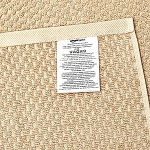 Amazon Basics Odor Resistant Textured Hand Towel, 16 x 26 Inches - 6-Pack, Beige
