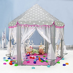 Play Tent for Kids Princess Castle Girls Playhouse, Princess Tent for Indoor Outdoor Fun, Gift for Toddlers Boys Girls(55"x53")